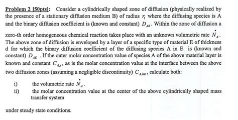 Solved Consider A Cylindrically Shaped Zone Of Diffusion Physically Realized By The Presence