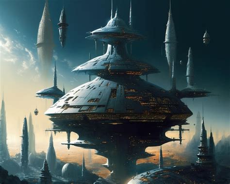Premium Ai Image Spaceships Flying Over A Futuristic City In A Sci Fi