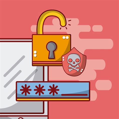 Premium Vector Computer With Padlock And Password