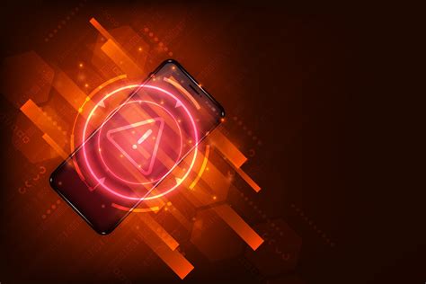 Vector Futuristic Concept Smartphone On Red Background With Banary Code Cyber Attact Hacking