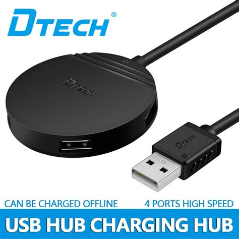 DTECH USB Hub Long Cable 1 2M Small Round 4 Port USB Expansion Hub USB 2 0 Type A Multiport