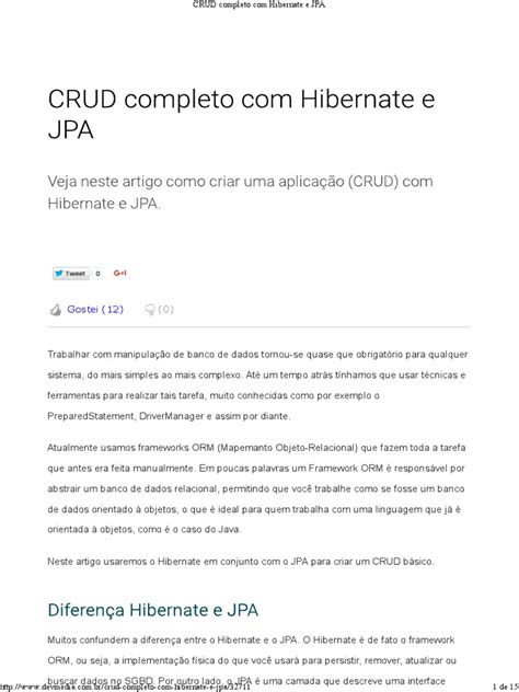 Crud Completo Com Hibernate E Jpa Pdf Framework De Software Sql