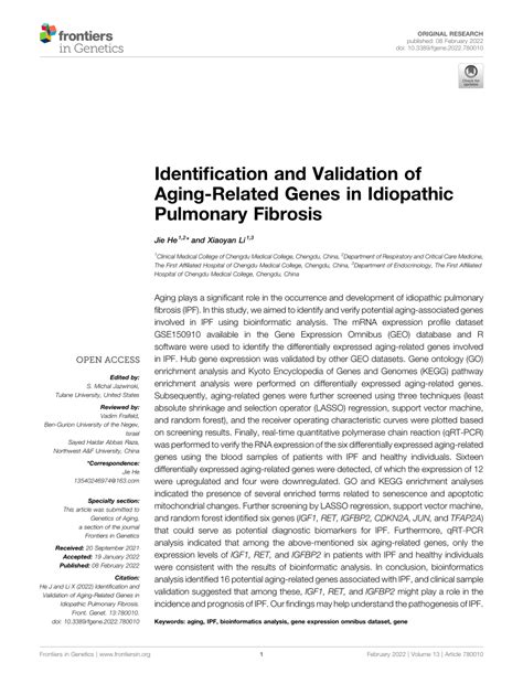 Pdf Identification And Validation Of Aging Related Genes In