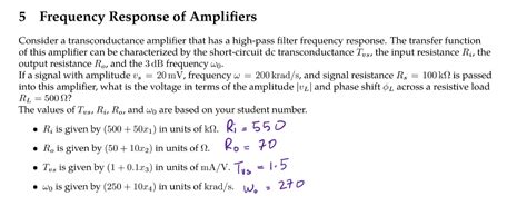 Solved Frequency Response Of Amplifiers Consider A Chegg