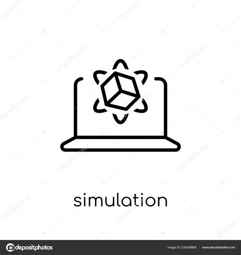 Simulation Icon Trendy Modern Flat Linear Vector Simulation Icon White