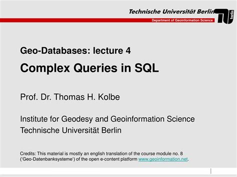 ppt geo databases lecture 4 complex queries in sql powerpoint