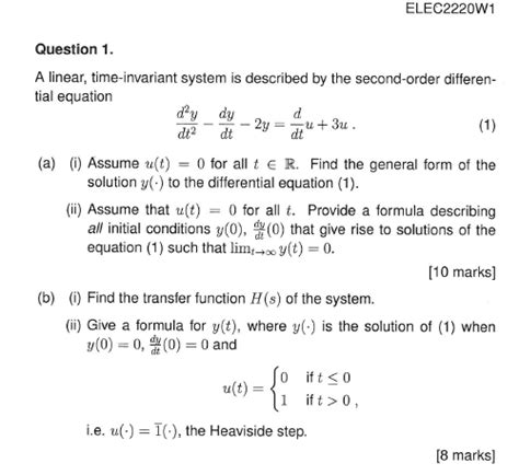 Solved ELEC W Question A Linear Time Invariant Chegg Com