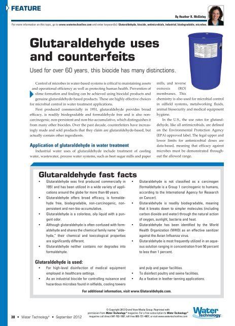 Glutaraldehyde Uses And Counterfeits The Dow Chemical Company