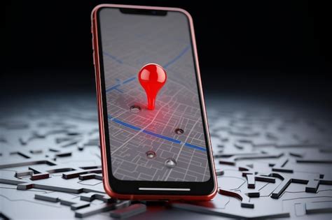 Premium Ai Image 3d Rendering Smartphone Displays Red Map Pointer