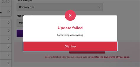 unable to update account settings website issues bitrise discussions
