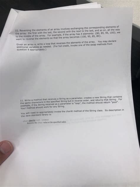 Solved 10 Reversing The Elements Of An Array Involves