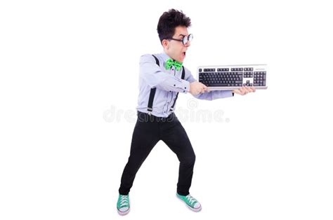 Computer Geek Nerd Stock Foto Image Of Humoristisch 32811196