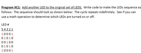 solved program xc1 add another led to the original set of
