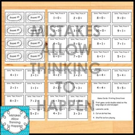 Addition Within 10 Prove It Game By Mistakes Allow Thinking To Happen