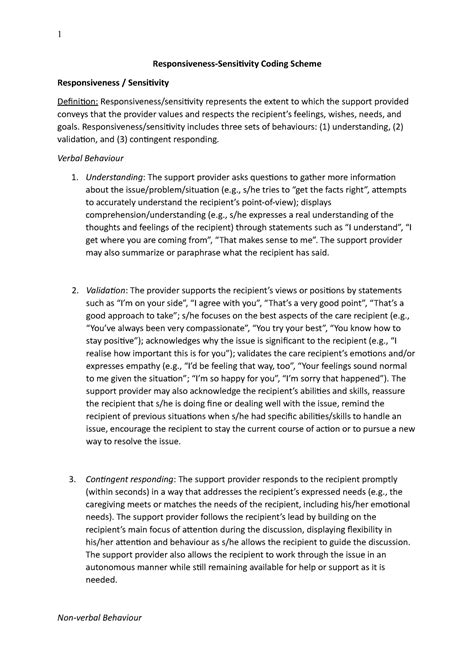 responsiveness sensitivity coding scheme 1 responsiveness sensitivity