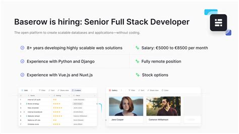 baserow is hiring senior full stack developer announcements baserow
