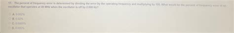 solved the percent of frequency error is determined by