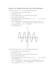 Study Guide On Graphs Of The Sine And Cosine Functions Section Graphs Of The Sine And