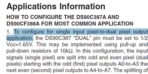 DS C A Single Pixel RGB To Dual Pixel LVDS Each Port Only Include Ch Data One Clock