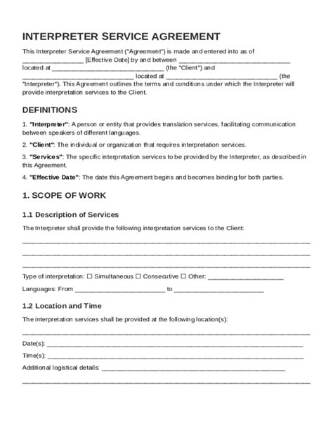 Fillable Online Interpreter Contract Template Fax Email Print Pdffiller