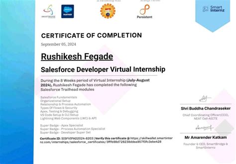 rushikesh fegade on linkedin salesforce smartinternz trailhead