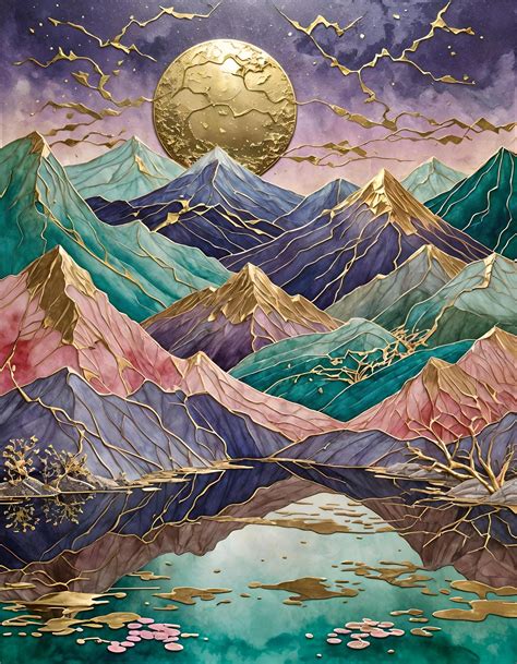 Beautiful Kintsugi Landscape Collection Digital Download Digital Print 5 Images Jpeg