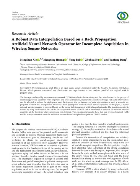 Pdf A Robust Data Interpolation Based On A Back Propagation