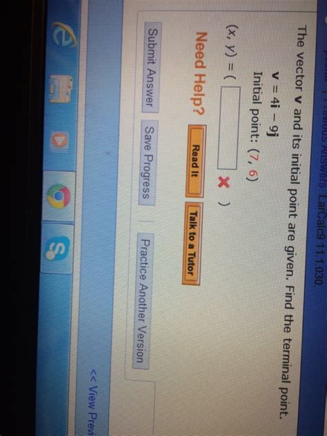 solved the vector v and its initial point are given find