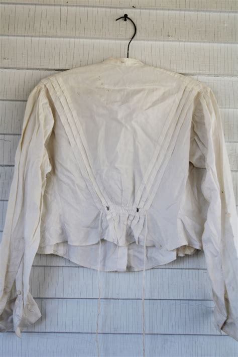Antique White Cotton Ladies Blouses Camisole Waists Middy Shirt Edwardian Vintage Early 1900s