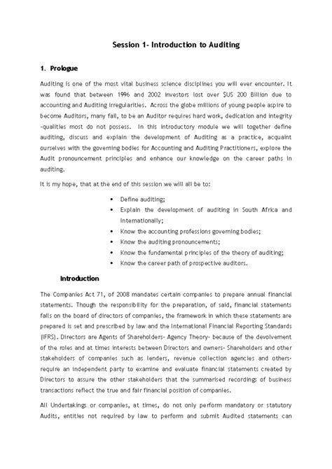 Auditing Session 1 Lecture Notes Chapter 1 3 Session 1