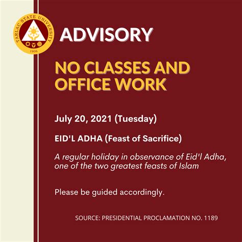 No Classes And Office Work On July 20 2021 Tuesday Tarlac State