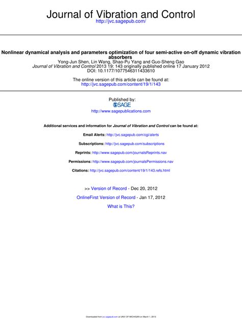 pdf nonlinear dynamical analysis and parameters optimization of four