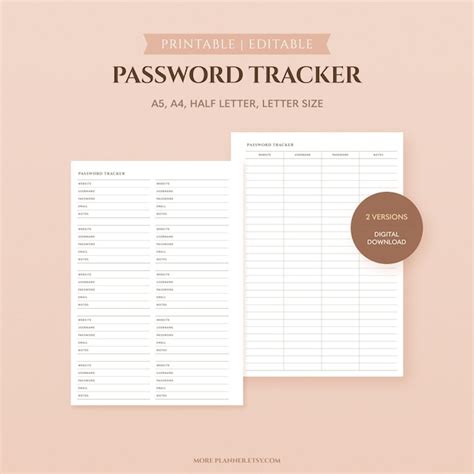 Password Tracker Etsy