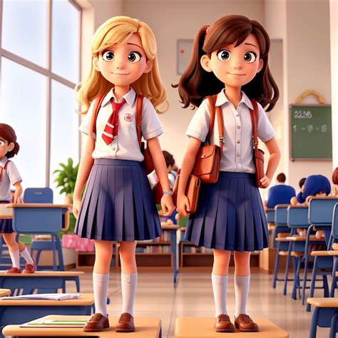 Premium Ai Image Two School Girls In Classroom