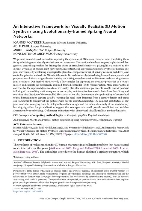pdf an interactive framework for visually realistic 3d motion