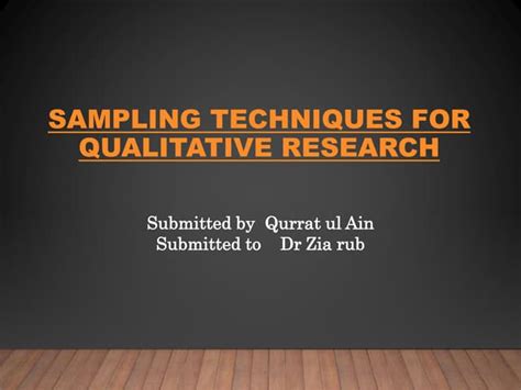 Presentation On Sampling Techniquespptx