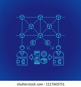 Vector Cyan Outline Design Blockchain Consensus Stock Vector Royalty Free