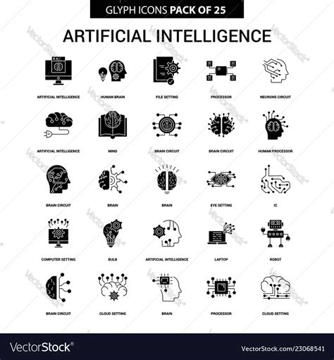 Artificial Intelligence Glyph Icon Set Royalty Free Vector