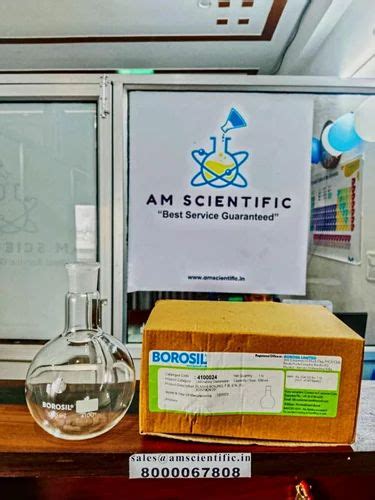 BOROSIL Glass ROUND BOTTOM FLASK Narrow Mouth Short Neck With I C Joint For Chemical