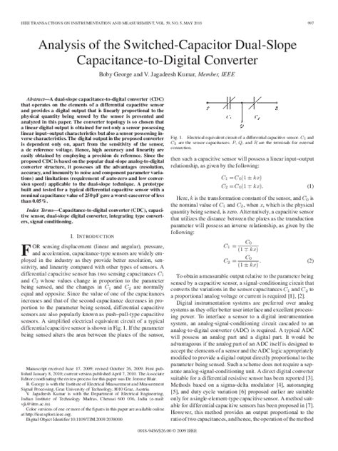 Pdf Analysis Of The Switched Capacitor Dual Slope Capacitance To Digital Converter Jagadeesh