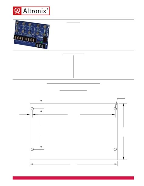 Altronix Pd4 Data Sheet User Manual 1 Page