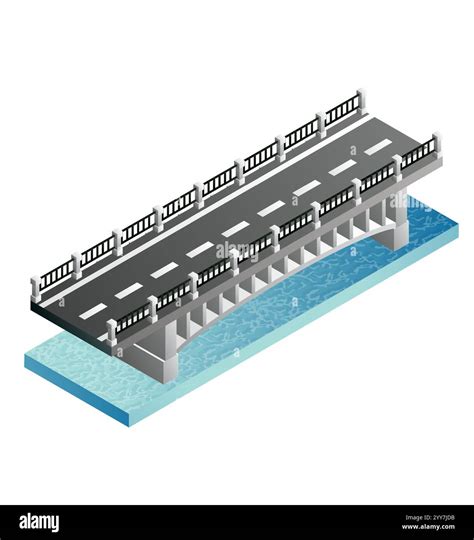 Isometric Bridge With Water Vector Illustration Road Icon Urban