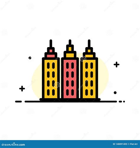 Building Construction Tower Business Flat Line Filled Icon Vector