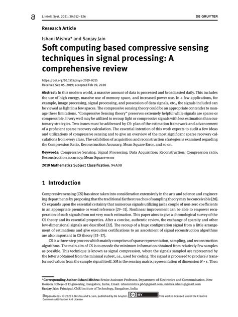 Pdf Soft Computing Based Compressive Sensing Techniques In Signal