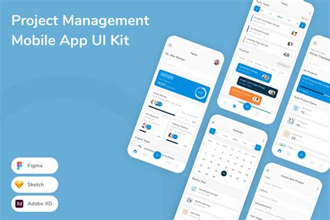 Project Management Mobile App Ui Kit Ui Kits And Libraries ~ Creative