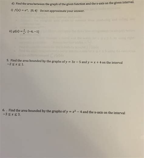 solved d find the area between the graph of the given