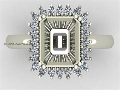 Halo Emerald Cut Mount Ring Emerald Cut Setting Rectangle Setting