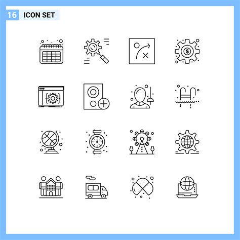 Mobile Interface Outline Set Of 16 Pictograms Of Software Coding