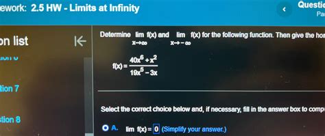 Solved Ework 2 5hw ﻿limits At Infinityquesticdetermine