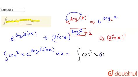 `int Cos 3 X E Log Sinx Dx ` Youtube